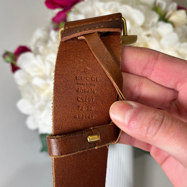 Leather belt with Double G buckle 75 30 – Loom & Magpie Boutique