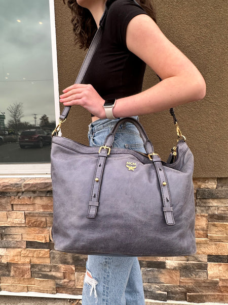 Aged Leather Tote Blue – Loom & Magpie Boutique